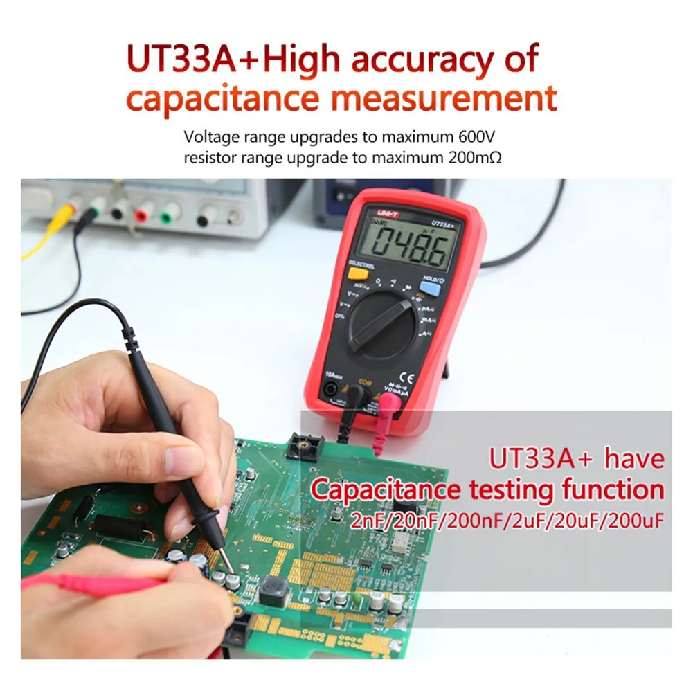 UNI-T Palm Size digital multimeter CAT II 600V NCV Tester - UT33A+ UT ...