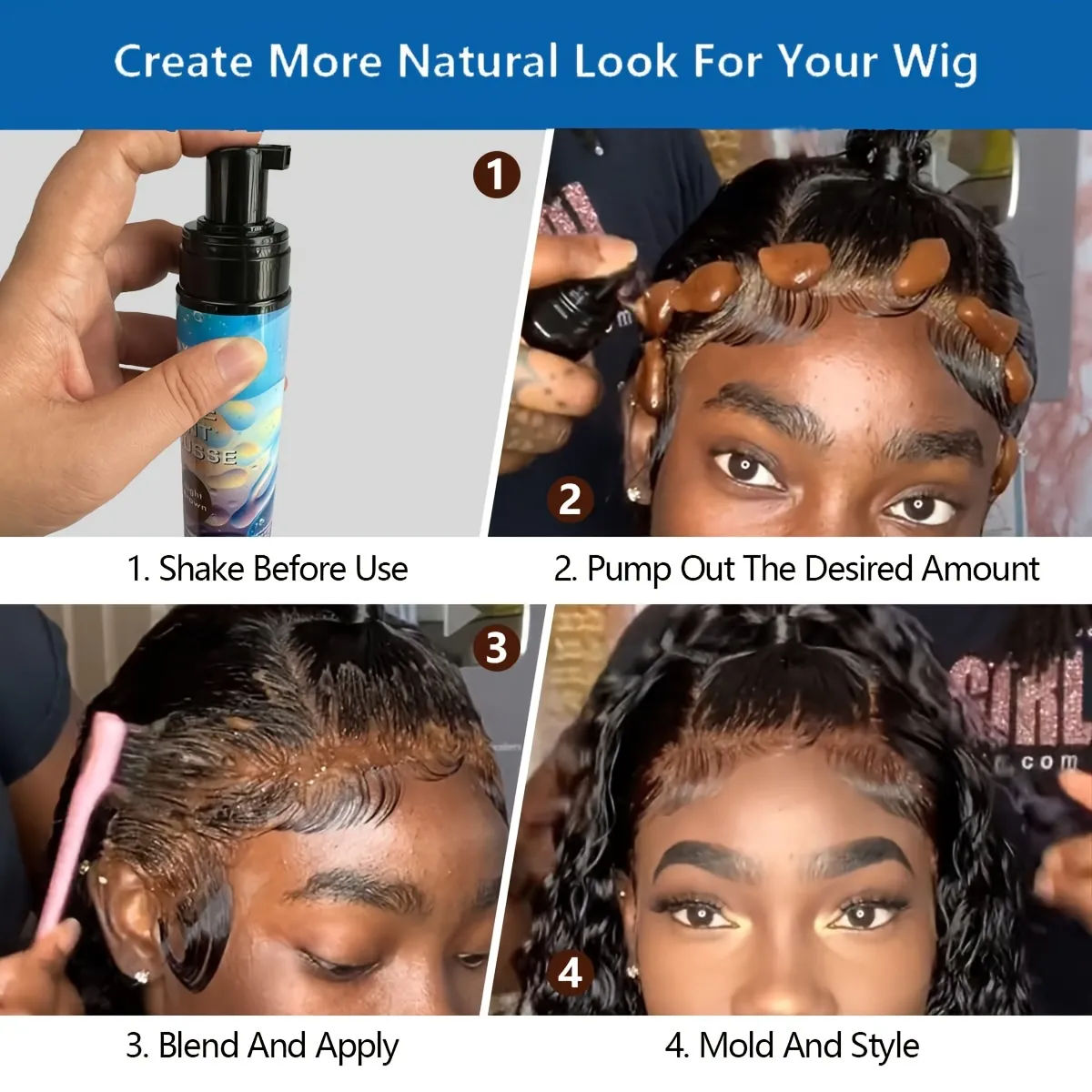 Hair Lace Wig Spray Lace Tint Mousse Waterproof Fast Drying No Residues ...