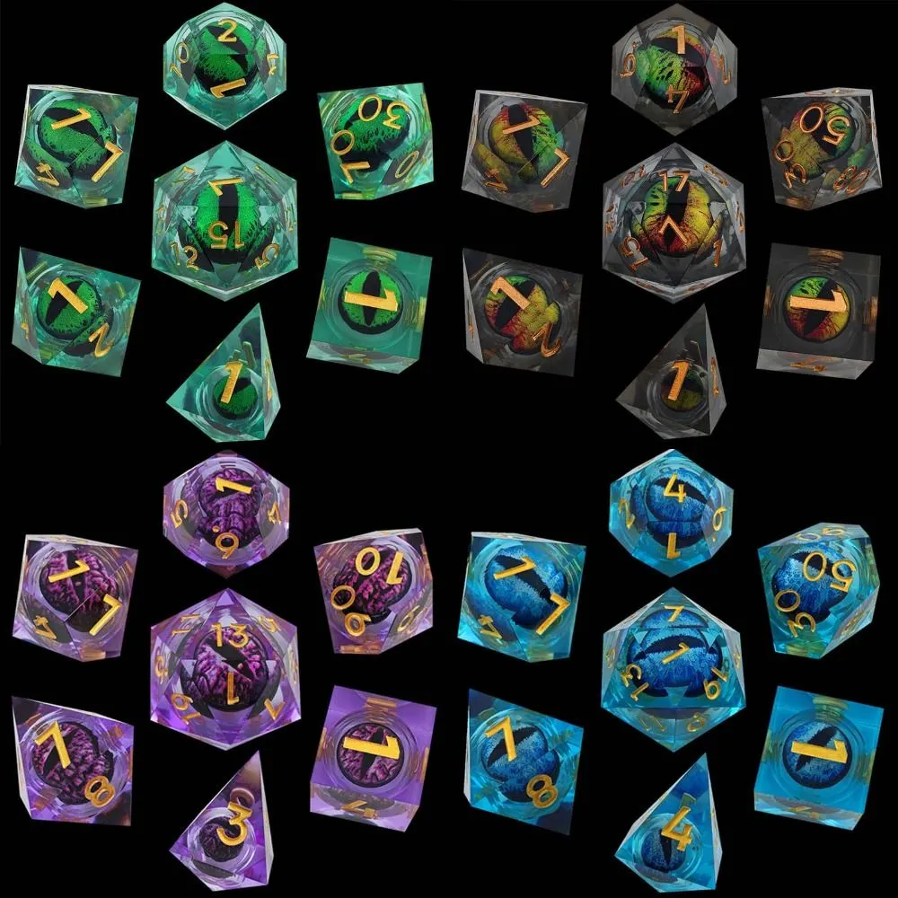 7-Piece Set of Liquid Core Polyhedral Dice for RPG: D4, D6, D8, D10 ...