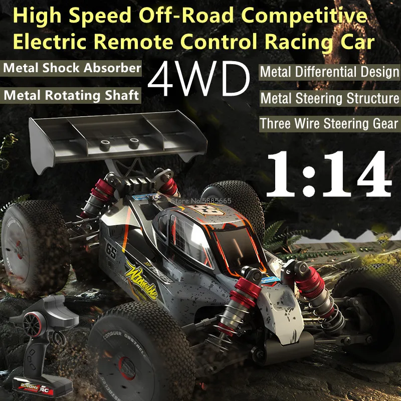 1:14 Metal RC Off-Road Truck, High-Speed 4WD w/ Metal Differential, 3 ...