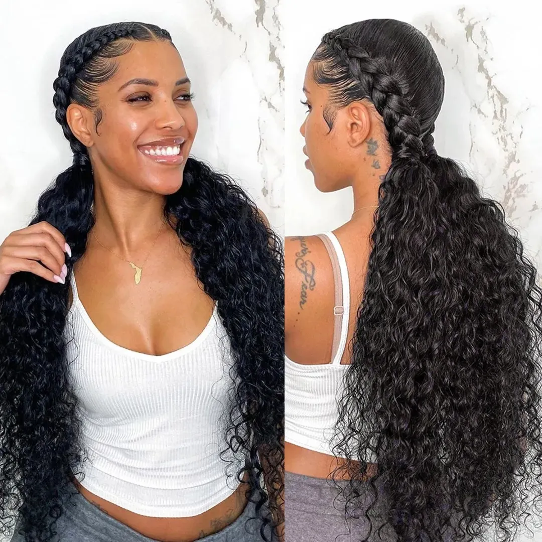 Deep Wave Bundles With Closure Indian Hair 100% Remy Human Hair 3 ...