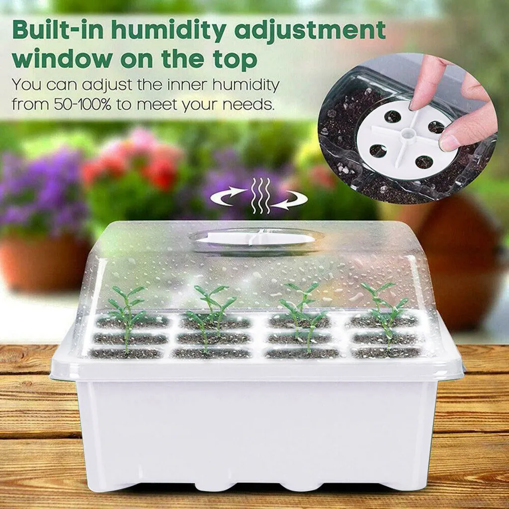 Plant Seed Grow Box, 12-Hole Seedling Starter Tray, Indoor Garden Yard ...