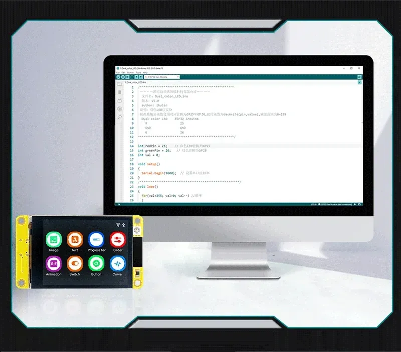 ESP32 Arduino LVGL WIFI & Bluetooth Development Board 2.4 Smart Transparent Oled Display With 2 ...