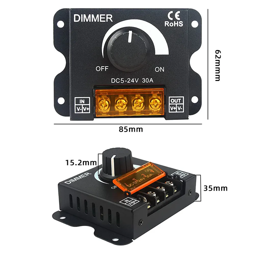 DHgate.com:30A 360W 12V 24V Dimmer Switch for LED Strip Lights ...