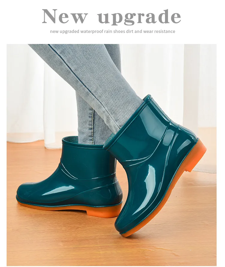 Women's Rubber Rain Boots: Ladies' Non-Slip Waterproof Ankle Rainboots ...