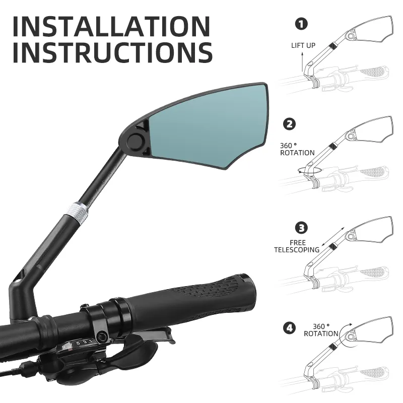 DHgate.com:Updated 2024 WEST BIKING Bike Rearview Mirror, Adjustable ...