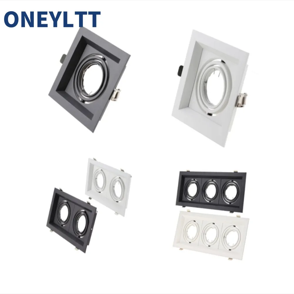 Double Headed LED Recessed Lighting Fixture Square Adjustable Ceiling ...