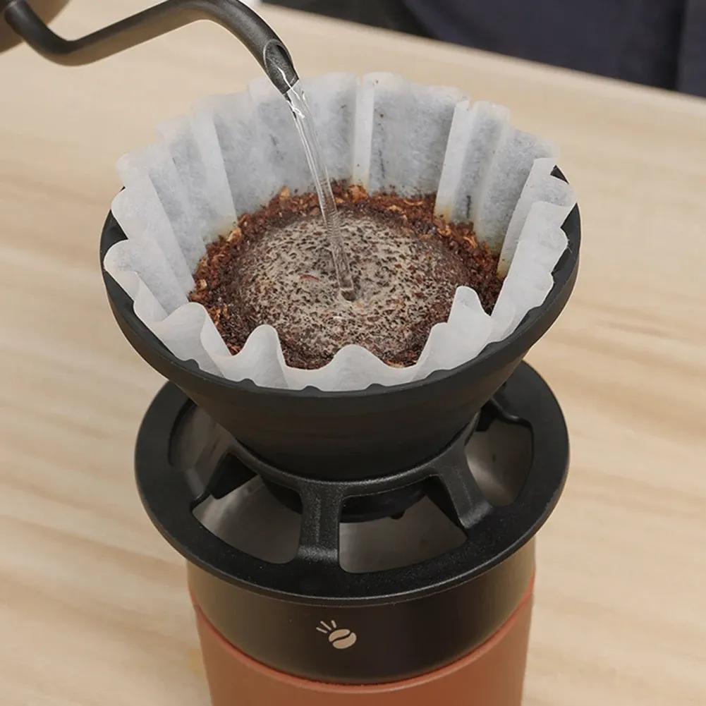 Foldable Silicone Coffee Filter Dripper with Holder, Reusable Food ...