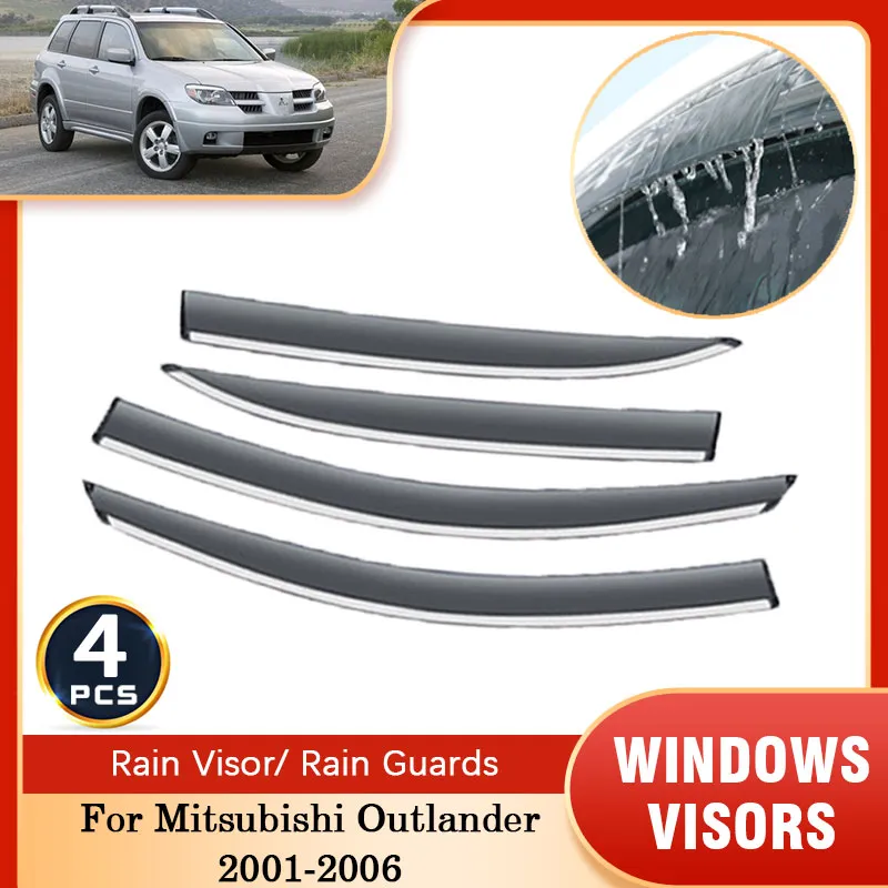 Premium Side Window Visors for Mitsubishi Outlander Montero Airtrek CU ...