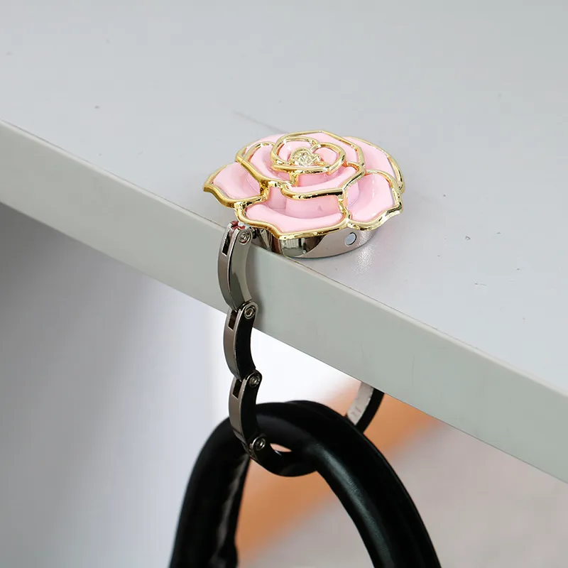 Elegant Rose Folding Purse Hanger: Portable Table Hook for Handbags ...