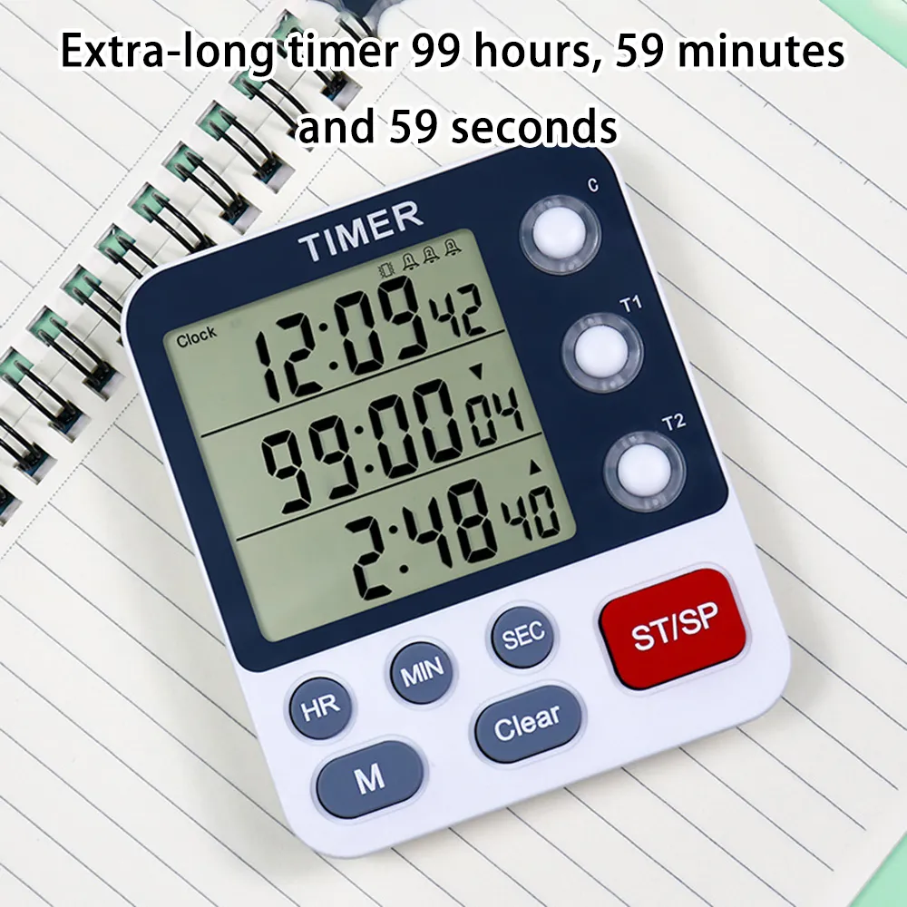 Digital Kitchen Timer 3-Channel Count Up Down Timer with Large Display ...