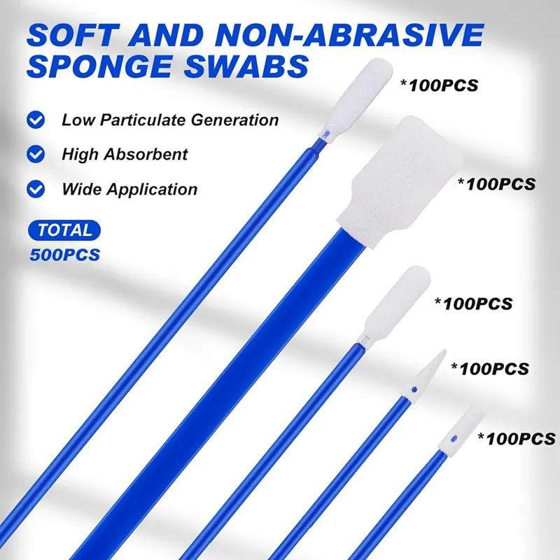 500 Pack Foam Tip Cleaning Swabs 5 Types Of Lint Free Arti Sponge ...