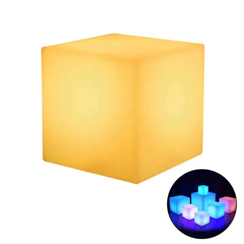 Waterproof LED Cube Light Chair Glowing Square Stool With Rechargeable ...