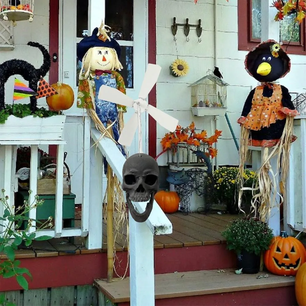 Halloween Metal Skull Windmill Whirligig Garden Decor with Spooky ...