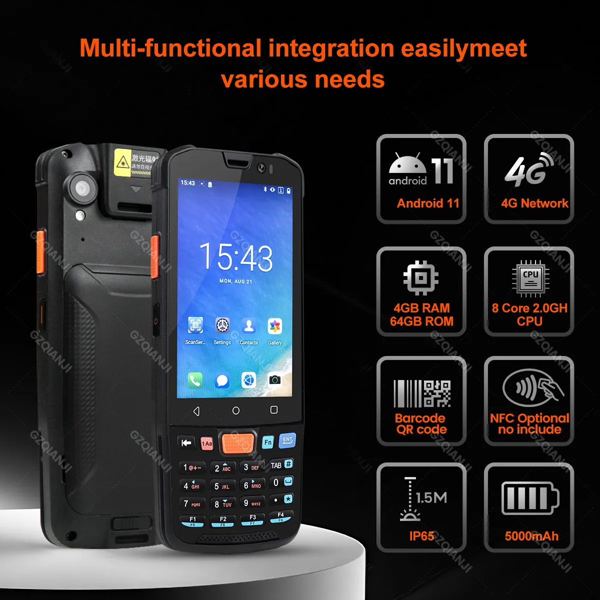 Android 11 PDA Terminal Data Collector with 5000mAh Battery, 2D Barcode ...