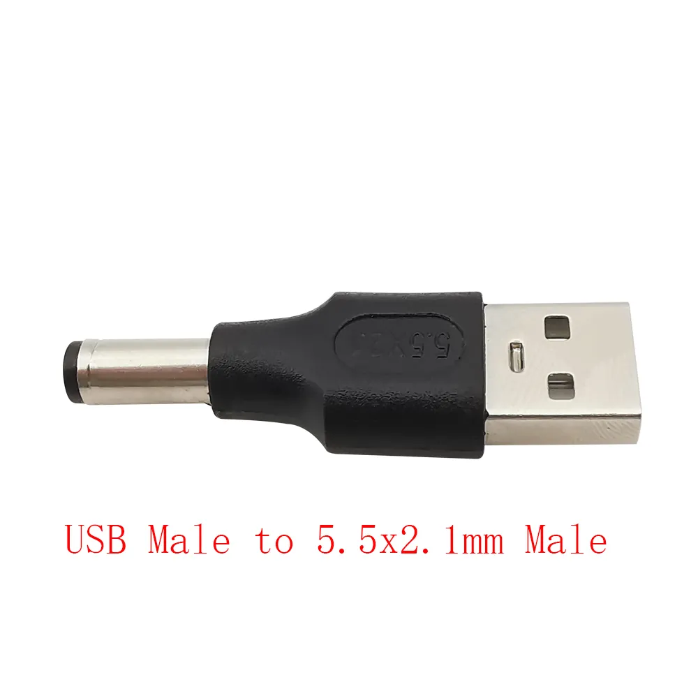 5.5mm X 2.1mm USB 2A DC Usb Socket Plug Adapter With Male Plug To ...