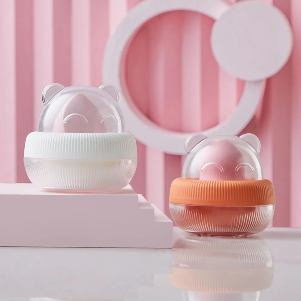 Transparent Macaron Trinket Box For Puffs And Makeup Storage With Stand ...