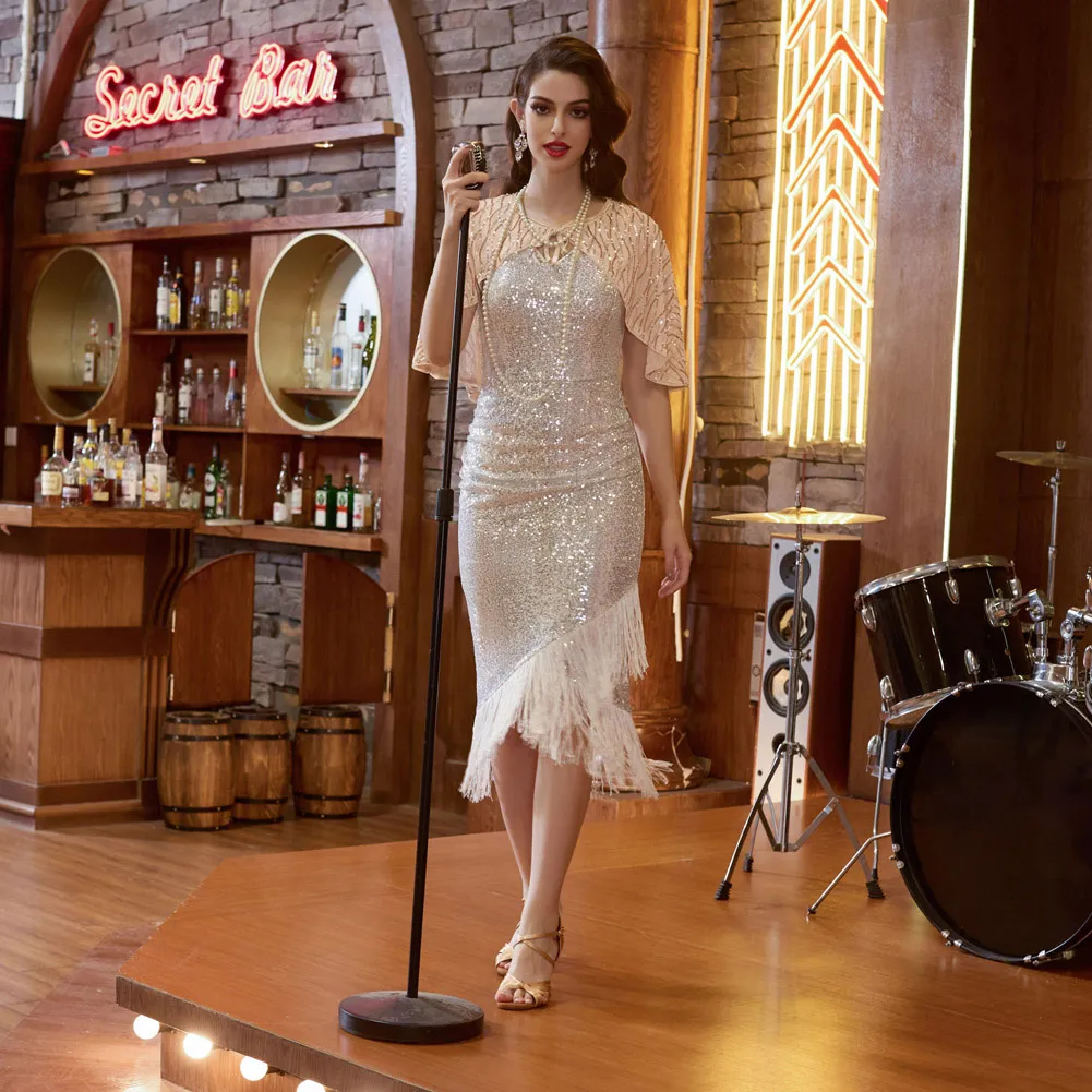 DHgate.com:Vintage Sequined Cropped Cape Jacket Shrug for Women Evening ...