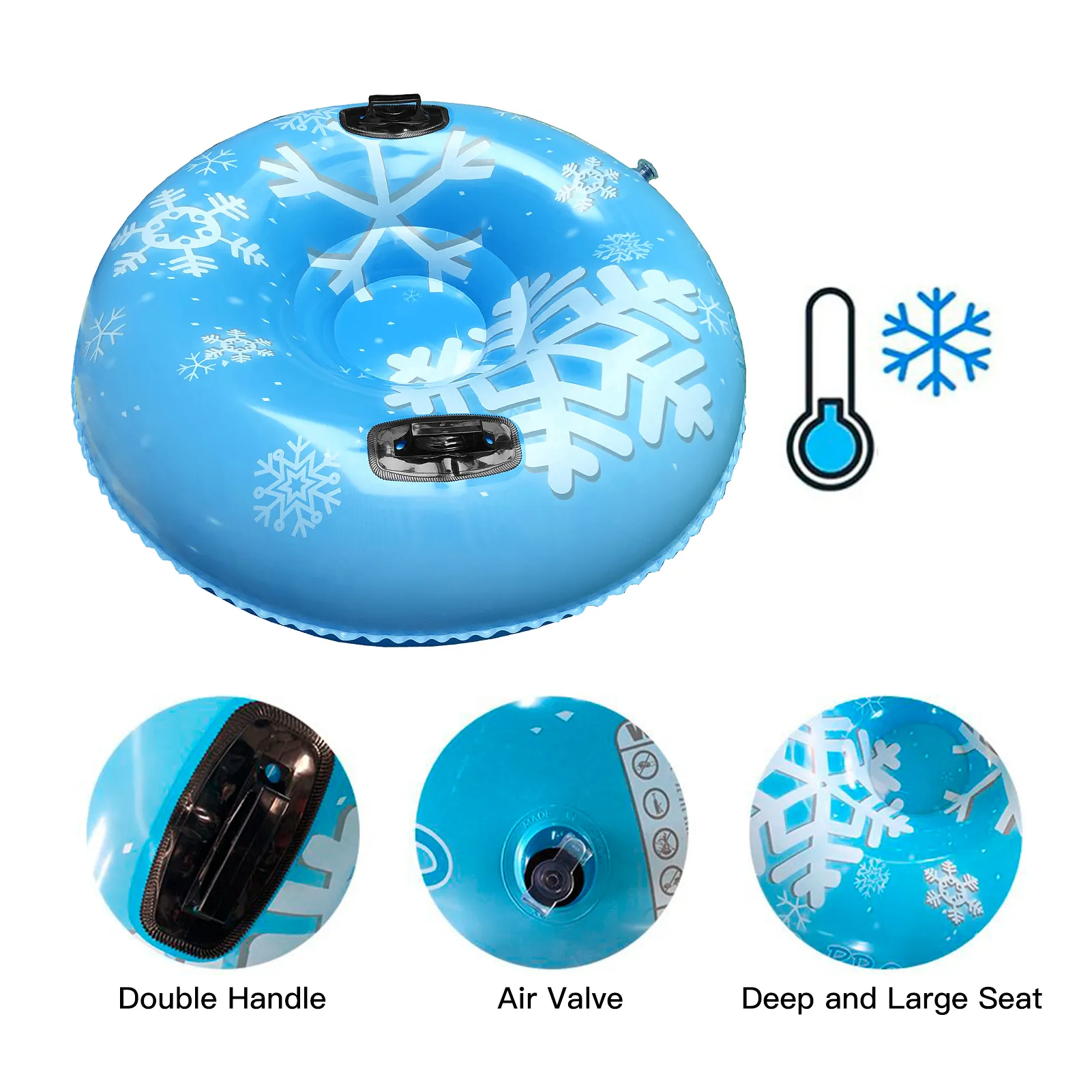 Inflatable Ski Ring PVC Snow Tube with Handle Thickened Design for ...
