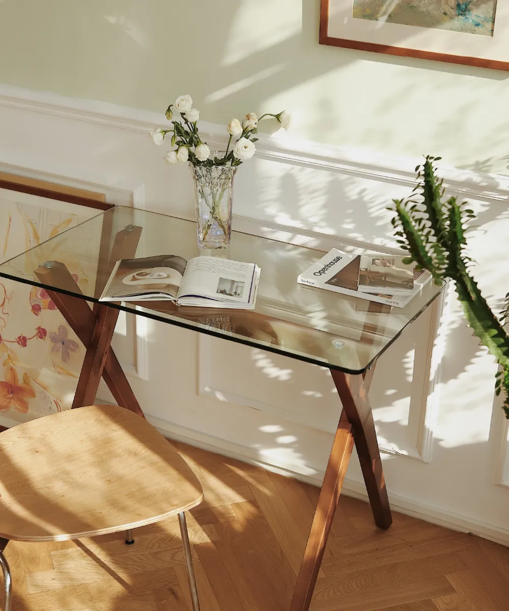 Small Space Savior: Tempered Glass Dining Table - Solid Wood Frame ...