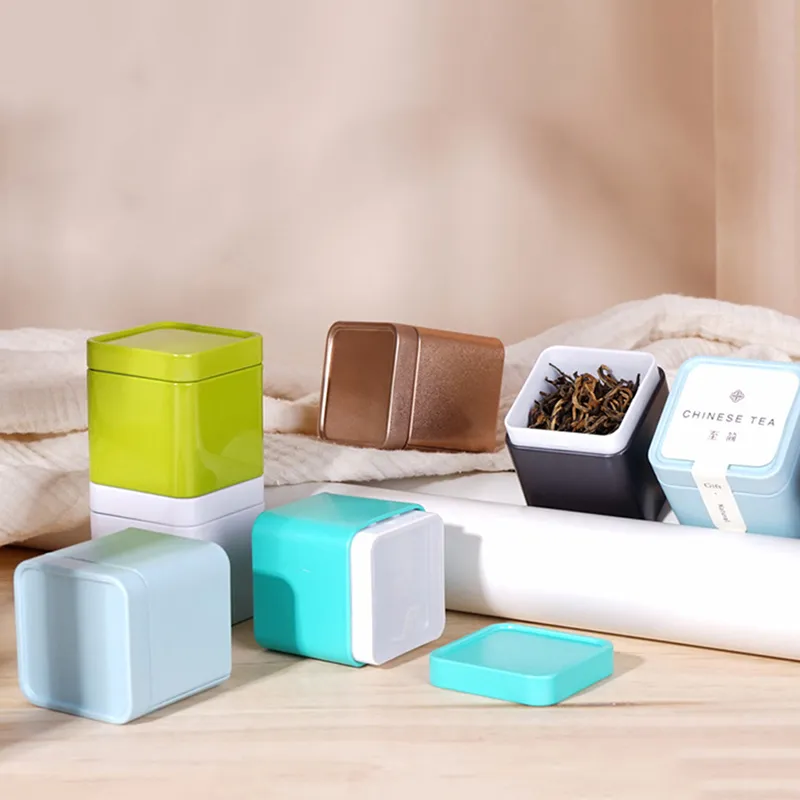 Tea Storage Boxes: Square Tin Tea Canister for Black Tea, Oolong, and ...
