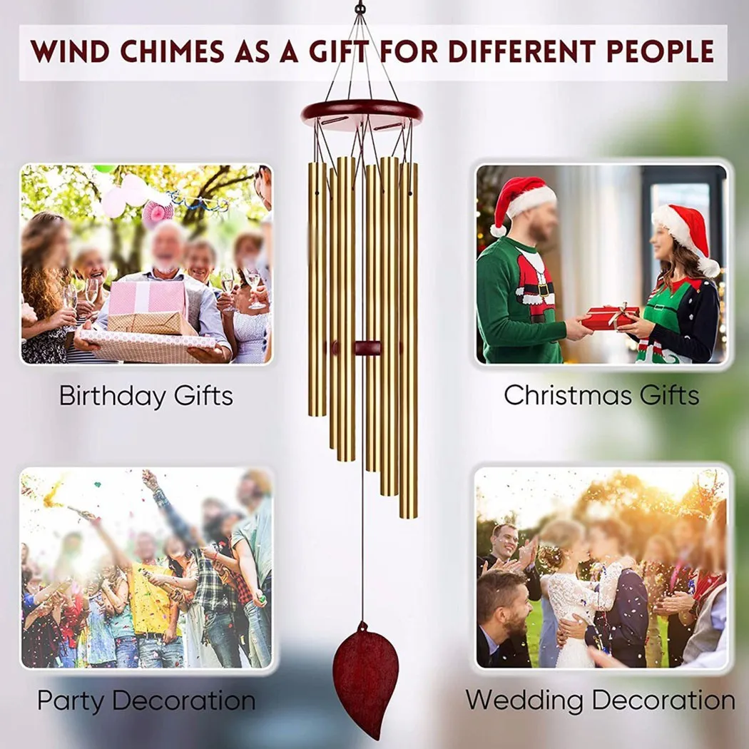 Good Luck Wind Chimes with 6 Metal Tubes and Bell Pendant for Indoor ...