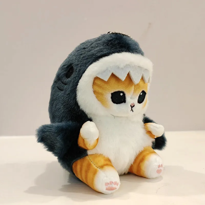 13cm Cute Shark Cat Soft Toys Fried Shrimp Cat Plush Doll Pendant ...