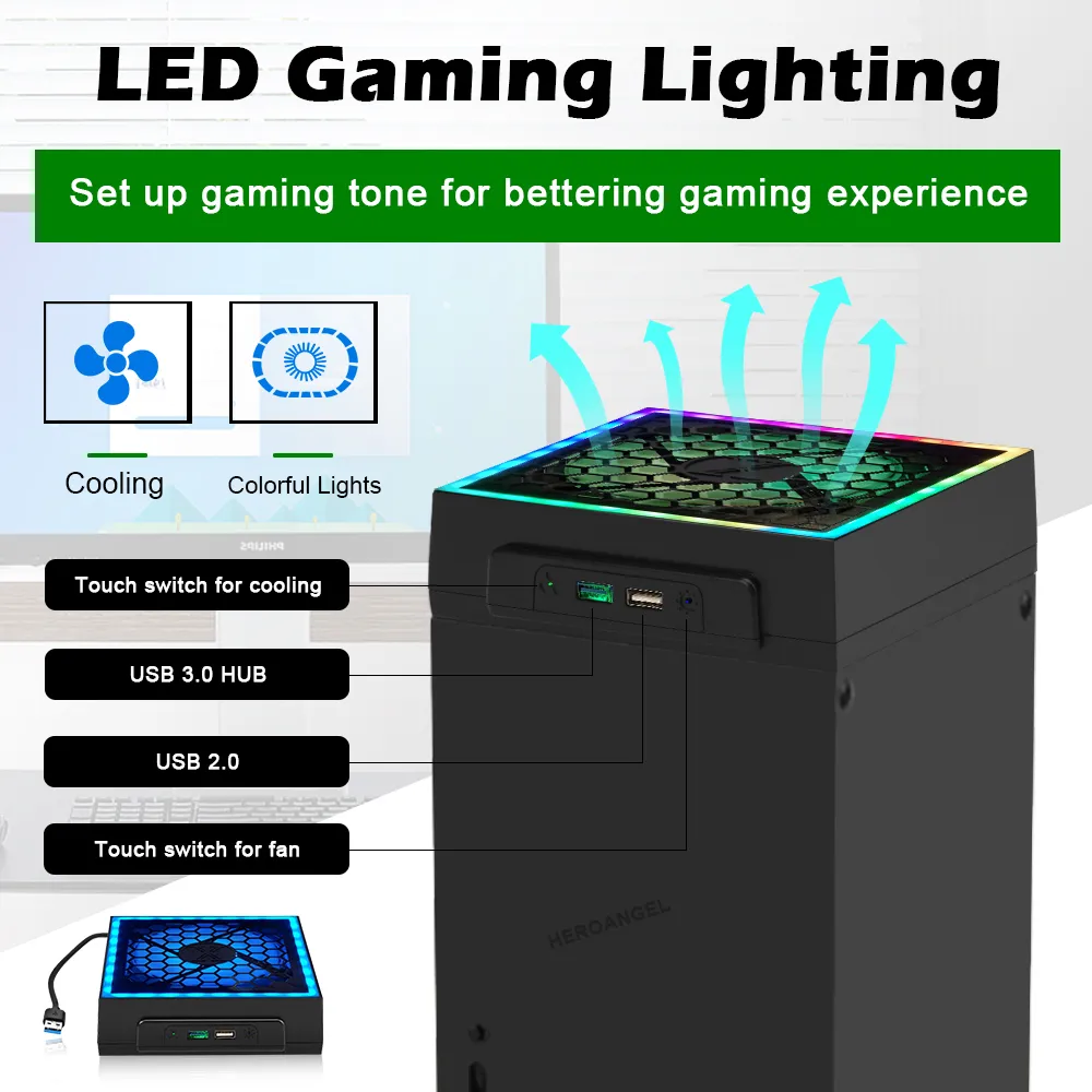 Vibrant Halo Light Strip Cooling Fan for Xbox Series X Console with ...