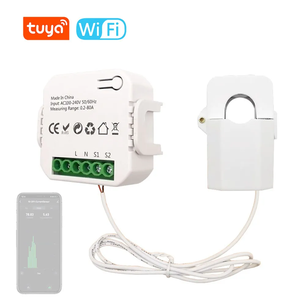Wifi Energy Meter, Tuya Smart 80A Electricity Monitor with Current ...