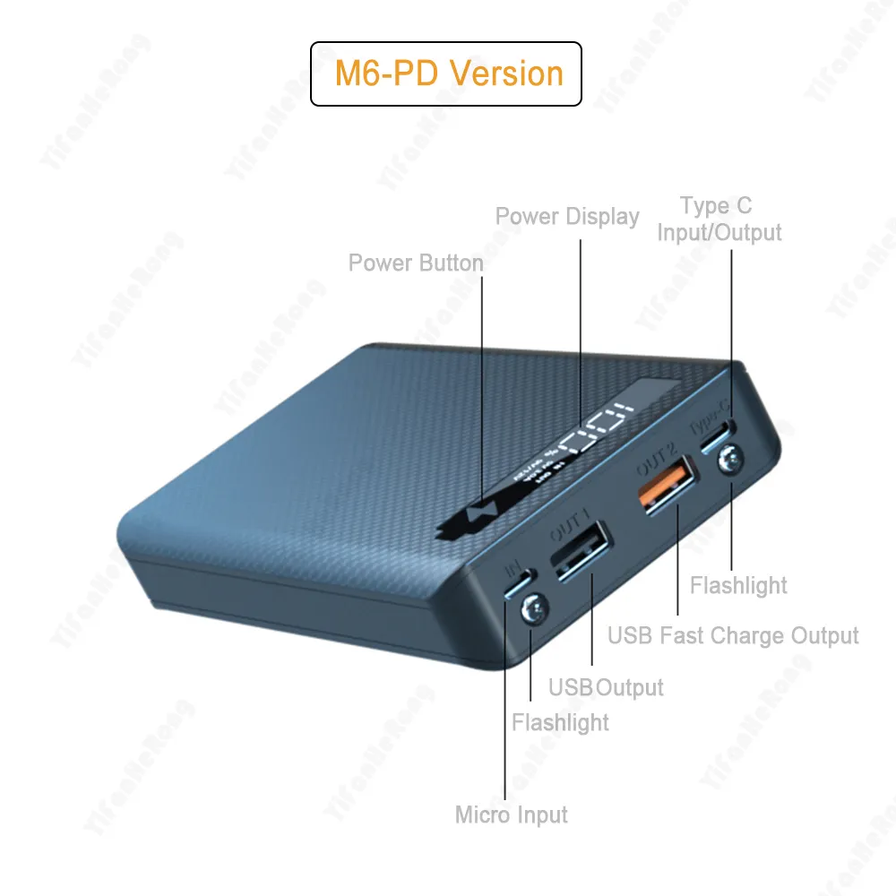 Upgrade 6x 18650 Power Bank Case, DIY Detachable Battery Holder Charger ...
