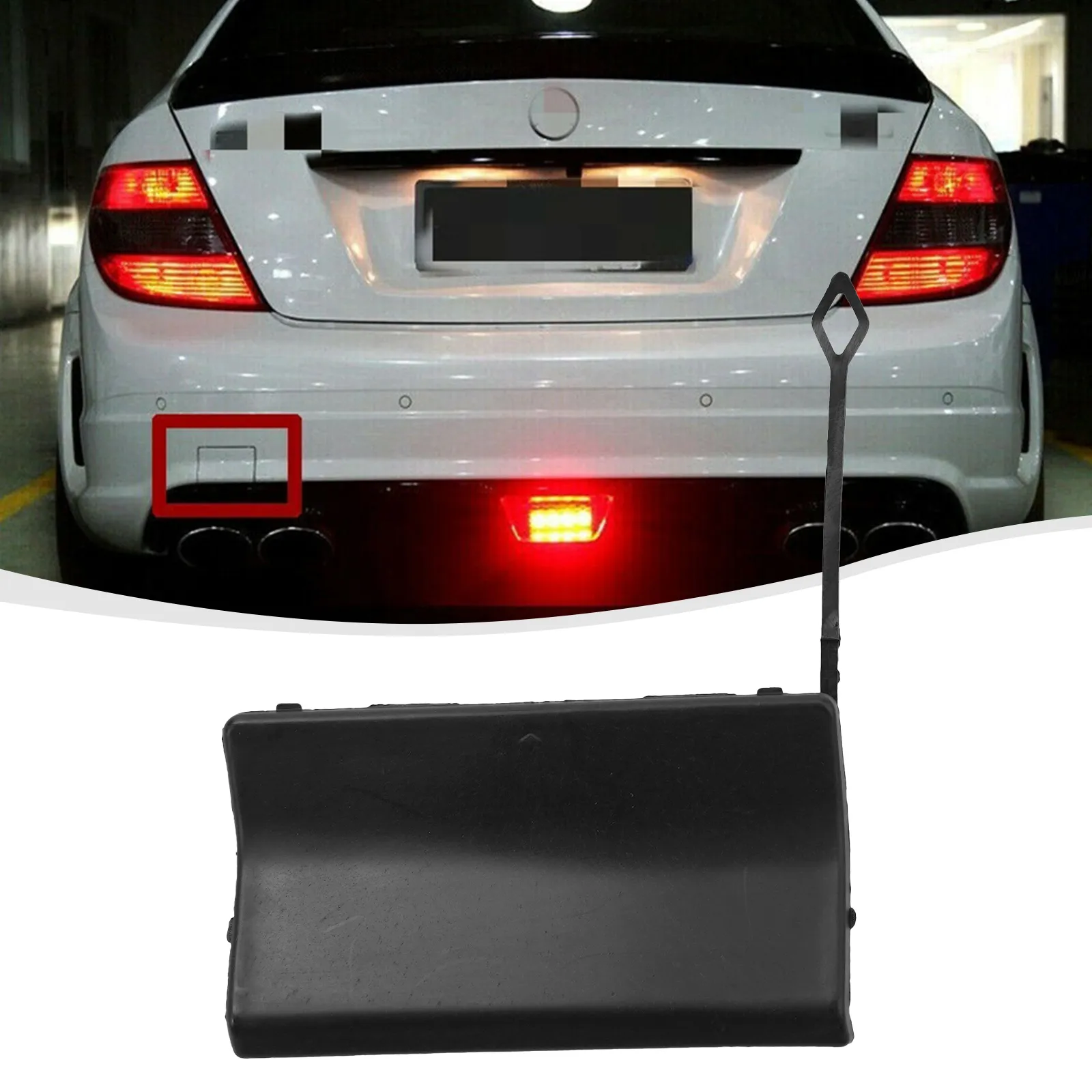 Mercedes Rear Bumper Tow Hook Eye Cover 3.58x2.01 in Black Plastic ...