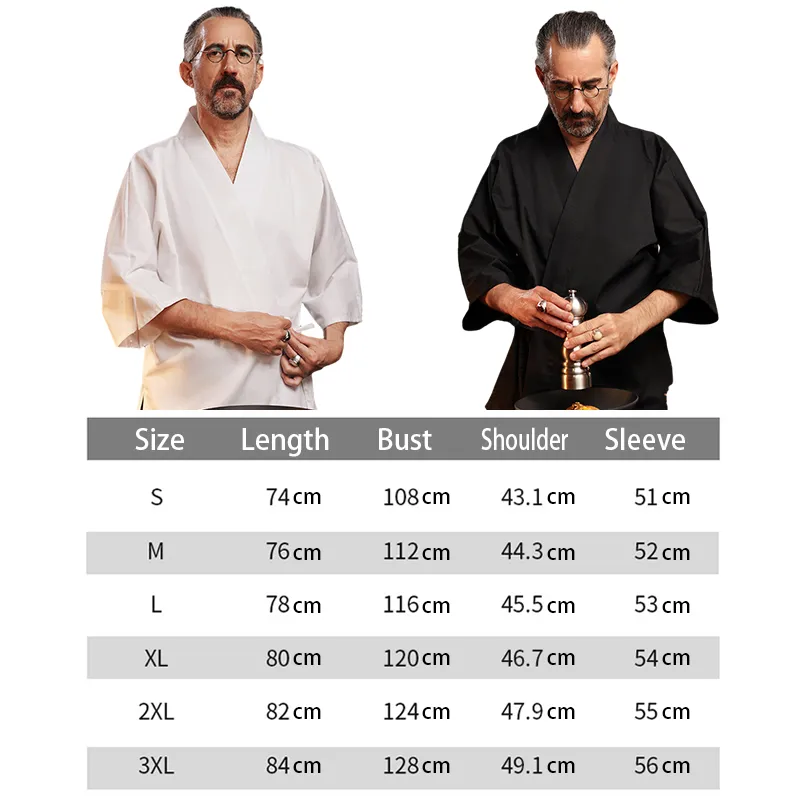 Authentic Japanese Chef Uniform: Kimono-style Izakaya Sushi Chef Jacket ...