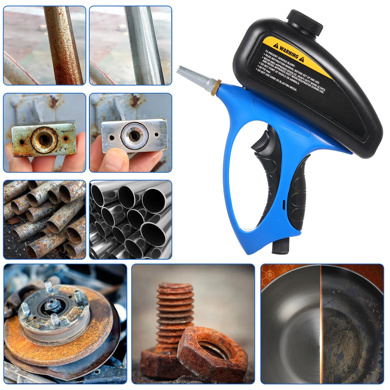 2024 Adjustable Sandblaster Gun: Portable 90 PSI Gravity Pneumatic Sand ...