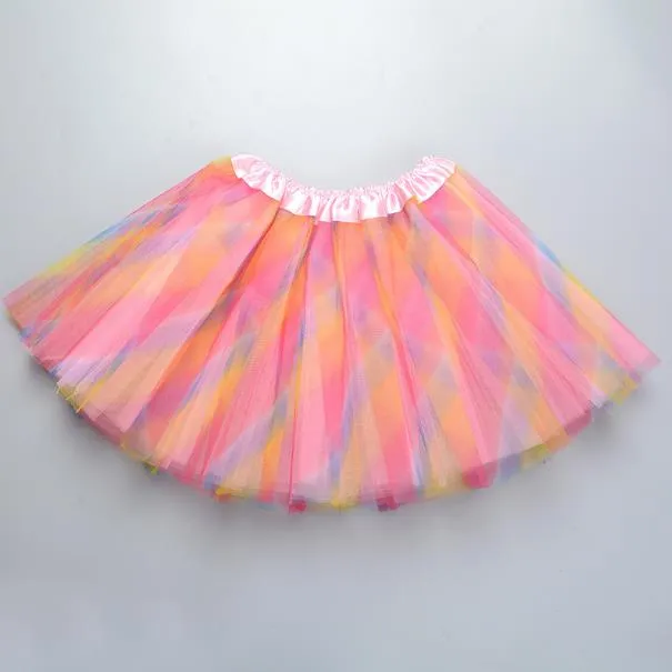 Short transparent rainbow ballet tutu skirt with 3 layers of tulle for ...