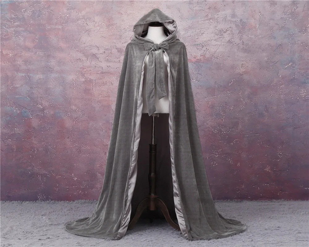 Custom Made Blue Velvet Hooded Bridal Hooded Cloak Floor Length Witch ...