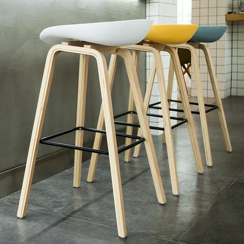 Luxury Minimalist Wood Barstool Chair | 2024 Nordic Taburetes Altos ...