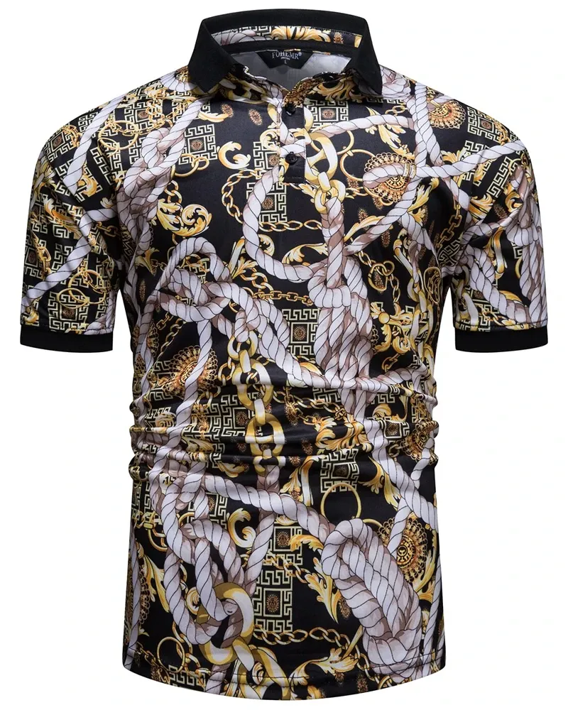 Gold Chain 3D Printed Polo Shirt Men Chilren Summer Fresh Casual T ...