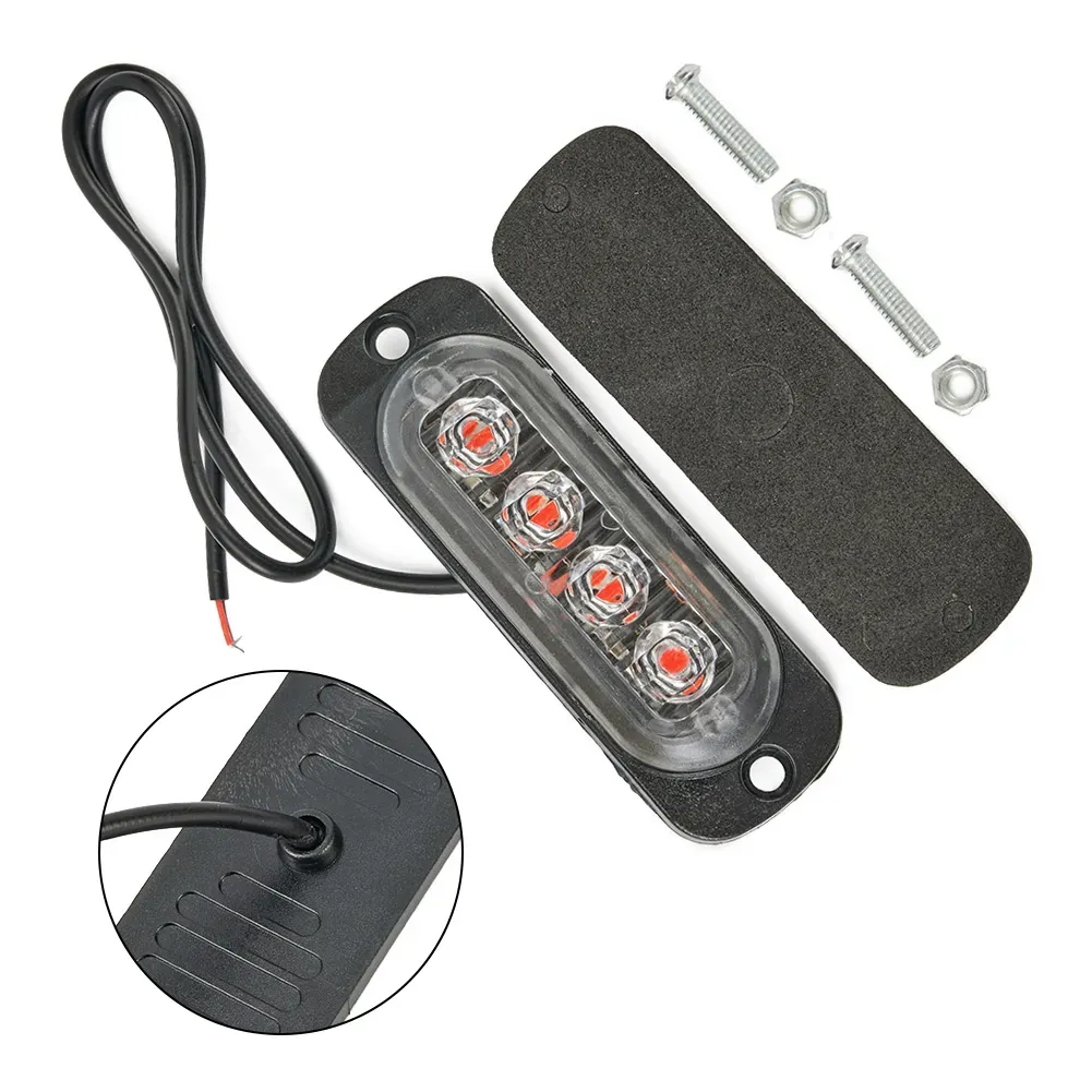 12V LED Warning Lights 4 LED Red Work And Safety Lights For Off Road ...