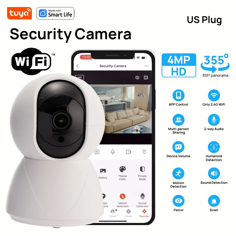 Tuya 4MP Indoor Security Camera, 2K PTZ IP Cam for Home, Pet & Baby ...