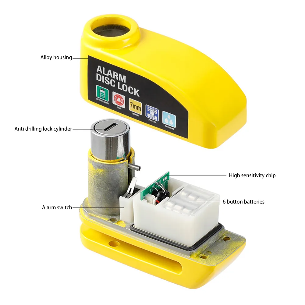 Bike Disc Lock Alarm High-Pitched Anti-Theft Wear-Resistant Security ...