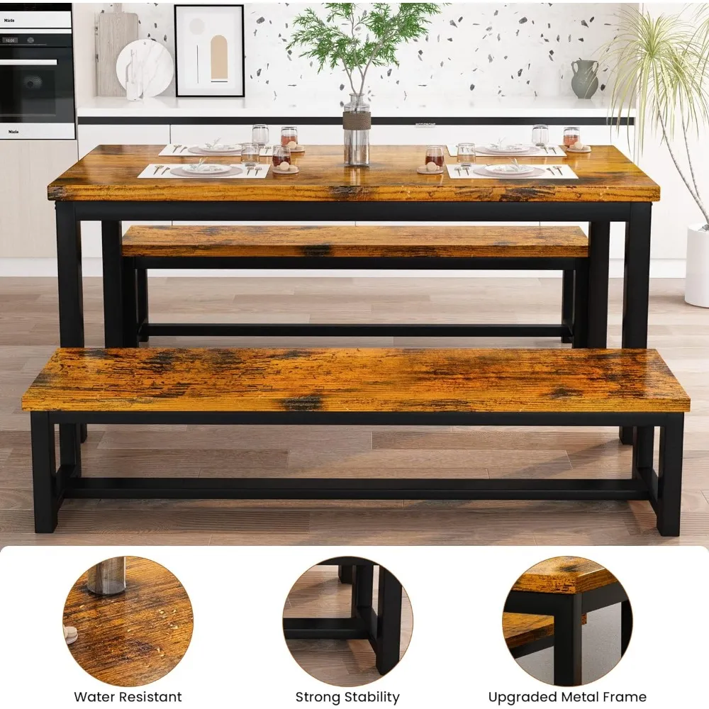 DHgate.com:2023 Dining Room Table Set, Kitchen Set with 2 Benches ...