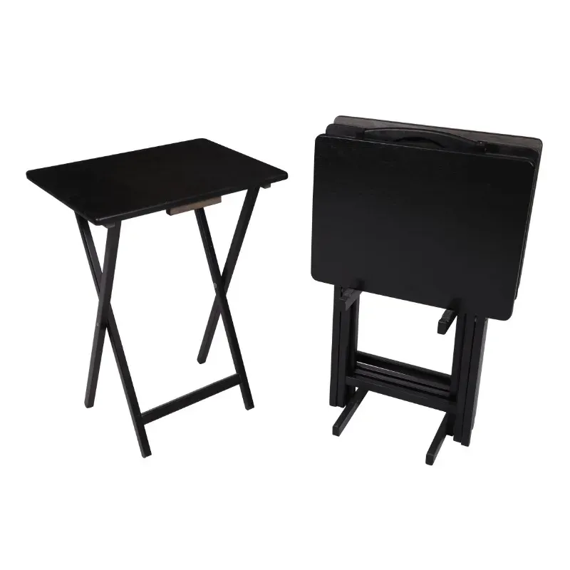 DHgate Mainstays 5 Piece Black Folding TV Tray Table Set with Rack Stand 19 x 15 x 26 Inches Home Garden