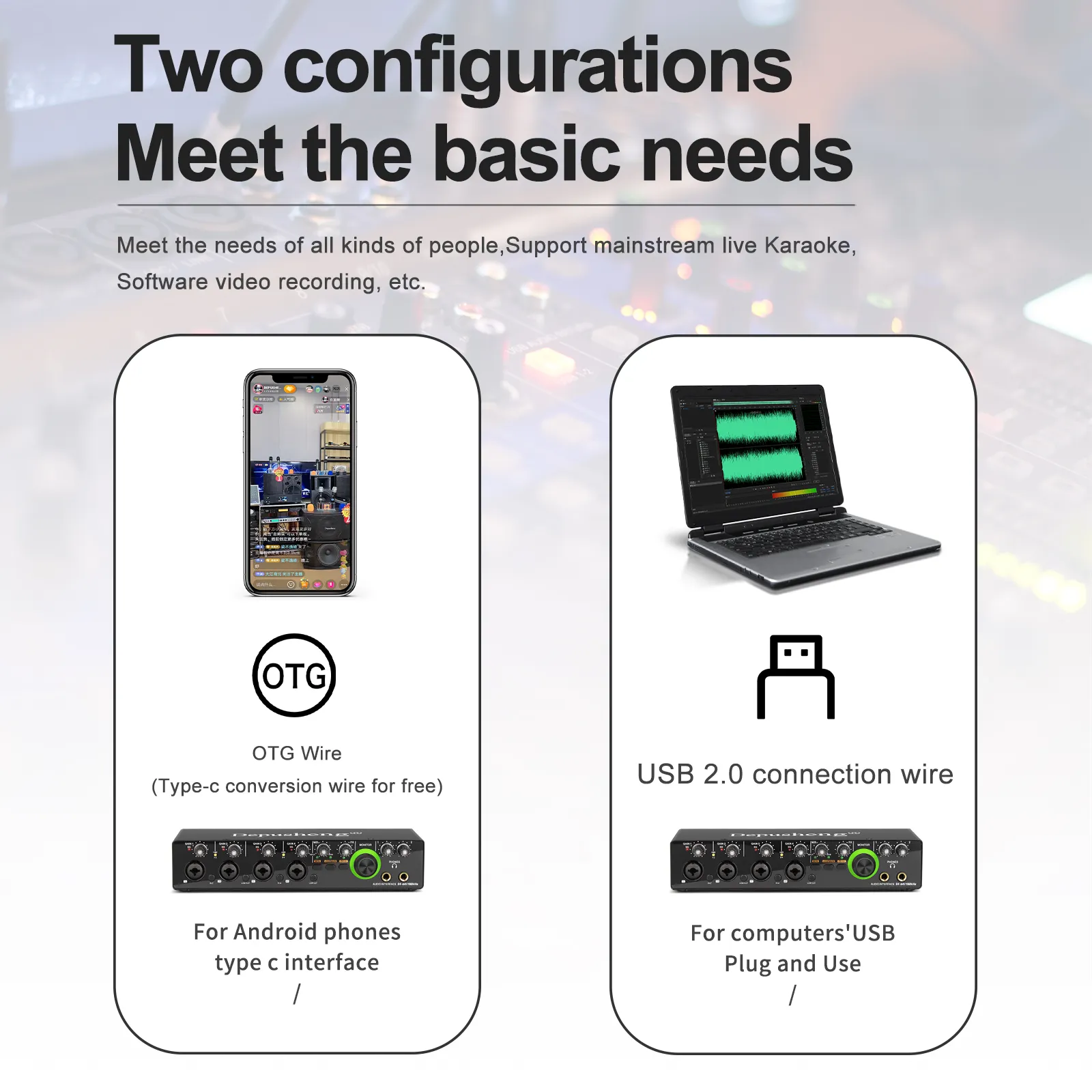 Audio Interface Depusheng RX4 USB Sound Card AD Converter with ...