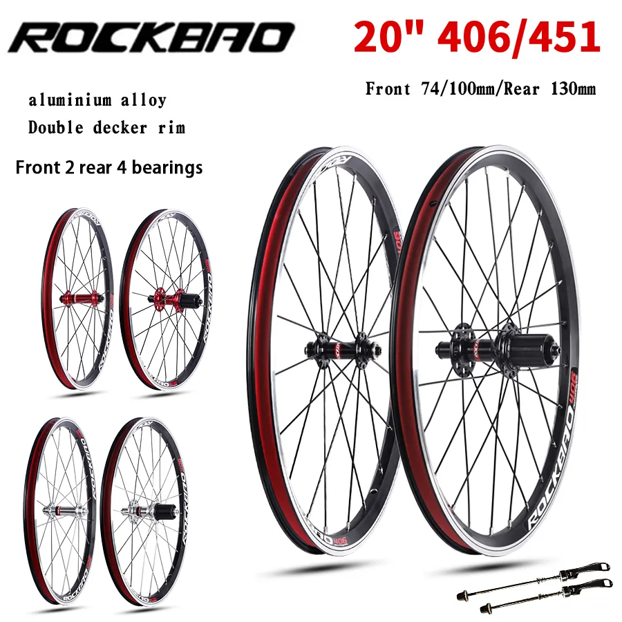 ROCKBAO 20 inch 406 folding bicycle wheelset aluminum alloy wheels with ...