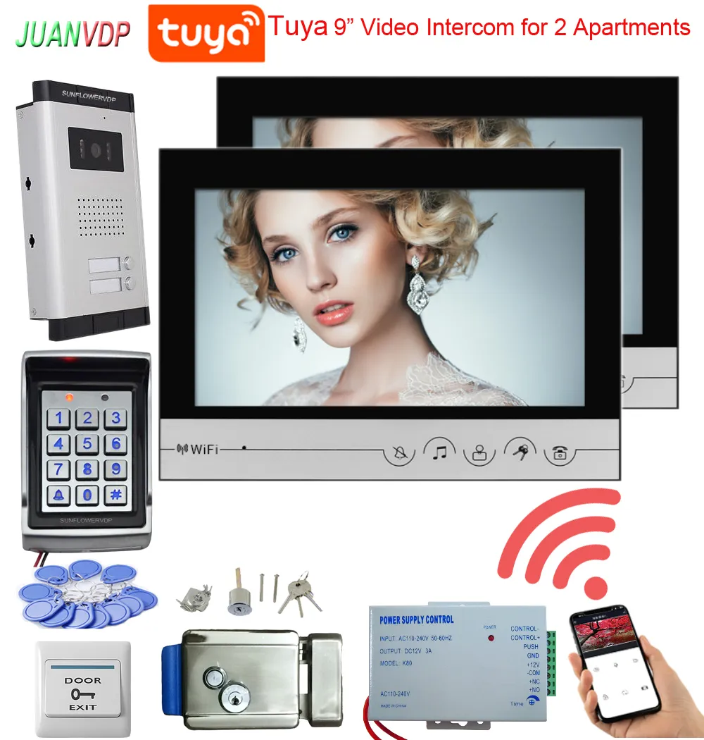 WiFi 9 inch monitor video door phone with Tuya app remote control and ...