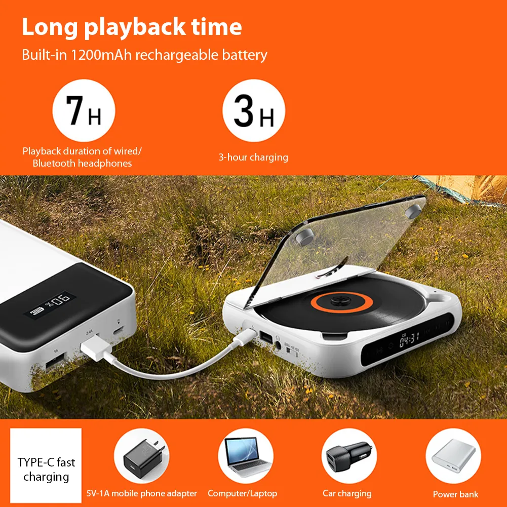 Portable CD Player Walkman With Bluetooth, LCD Screen, TF Card & MP3 ...