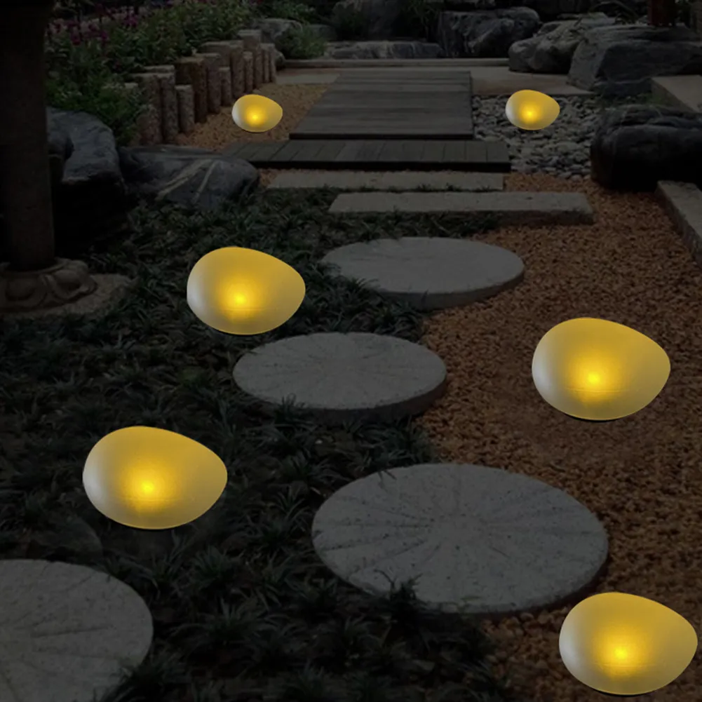 Solar Cobble Stone Lamp IP55 Waterproof Outdoor Landscape Light Optical ...