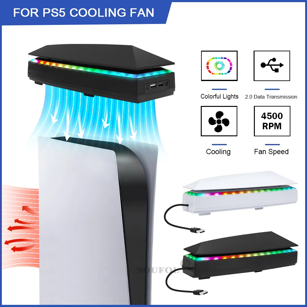 Cooling Stand For PS5 Console: Upper Cooling Fan Base With RGB ...
