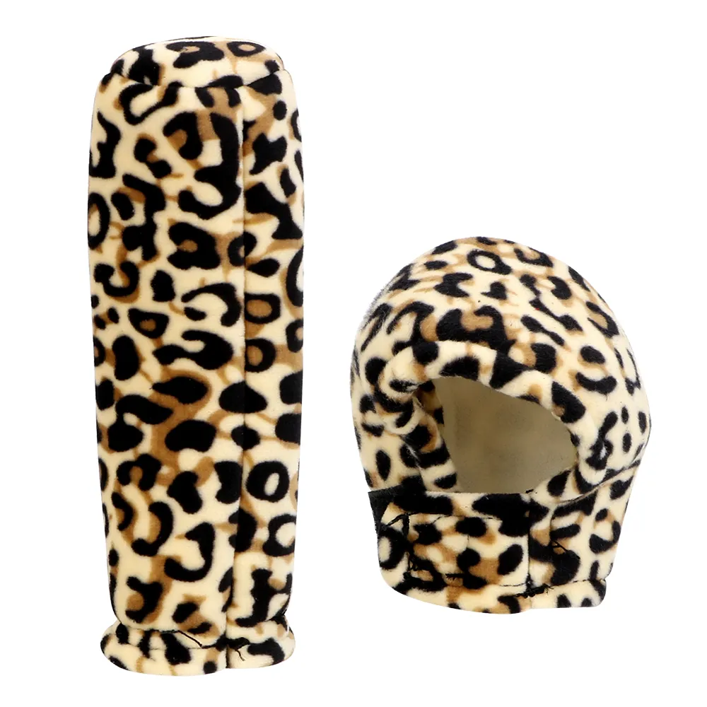 Leopard Plush Handbrake Grips & Gear Shift Collars, Anti-Slip Car ...