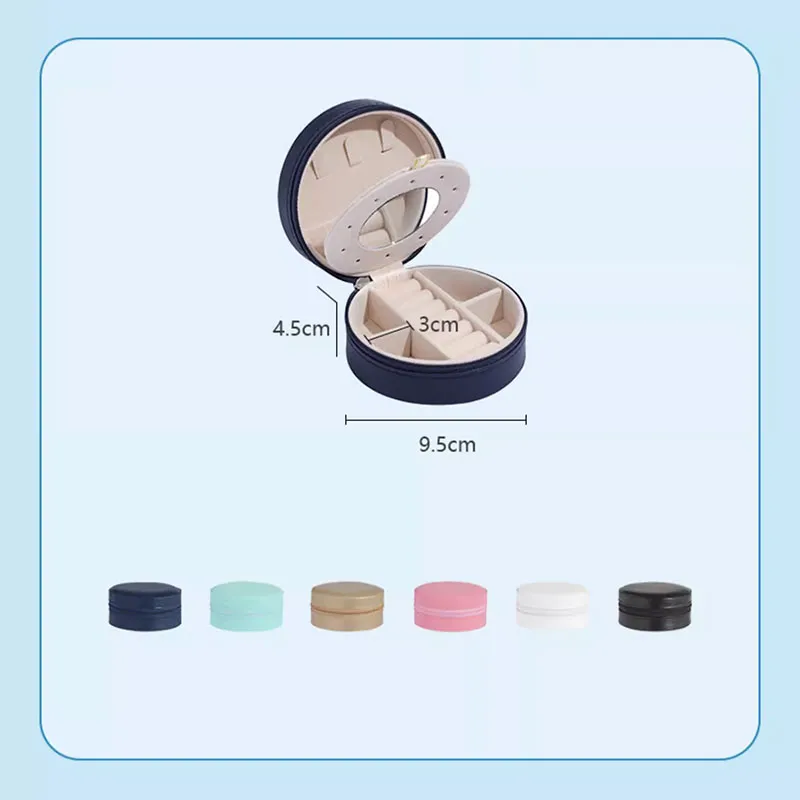 Compact PU Leather Jewelry Box with Mirror - Portable Travel Storage ...